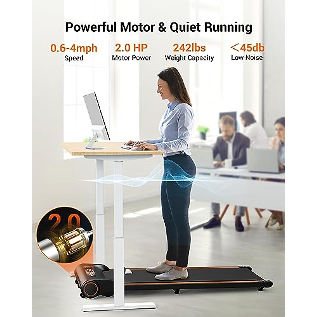 Walking Pad, GORPORE Under Desk Walking Treadmill for Home Office, Portable Mini Treadmill with Wider Running Belt and Remote Control