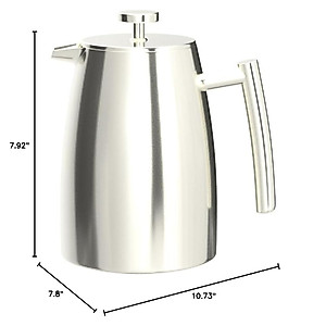 Café Stal HFD-16 Belmont 16 Cup Double Walled Cafetiere Coffee Maker, Mirror Finish, 2 Litre