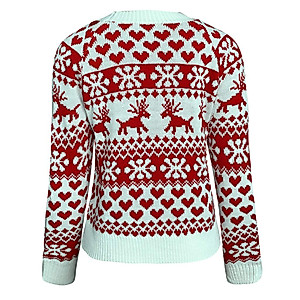 Christmas Sweater Funny Women 2023 Winter Christmas Sweater Crew Neck Long Sleeve Pullover Snowflake Striped Sweater Chunky Knit Jumper Tops Womens Sweater