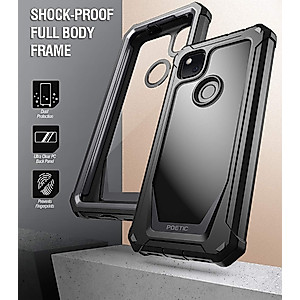 Poetic Guardian Series for Google Pixel 4a 5.8 inch (2020) Case, Full-Body Hybrid Shockproof Bumper Cover with Built-in-Screen Protector, Black/Clear