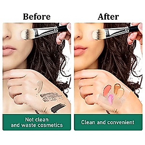 100Pcs Makeup Mixing Palette Single Use Makeup Hand Palette Disposable Adhesive Makeup Mixing Tray Makeup Artist Must Haves Transparent Waterproof Makeup Tape for Women Girls Female Artists Make up(2.8 x 2.8 Inch)