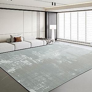 HOMBYS 10 x 14 ft Modern Abstract Area Rug for Living Room Bedroom, Large Boho Floor Carpet with Non-Slip Backing for Indoor Office Dining Room, Home Deco Non-Shedding, Grey, Machine Washable