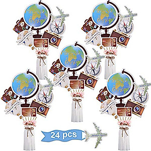 Let The Adventure Begin Centerpieces，Travel Around The World Decorations，Bon Voyage Travel Theme Party Table Toppers,Graduation Retirement Job Career Change Farewell Party Decorations Supplies
