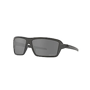 Oakley Men's OO9129 Cables Rectangular Sunglasses, Steel/Prizm Black, 63 mm