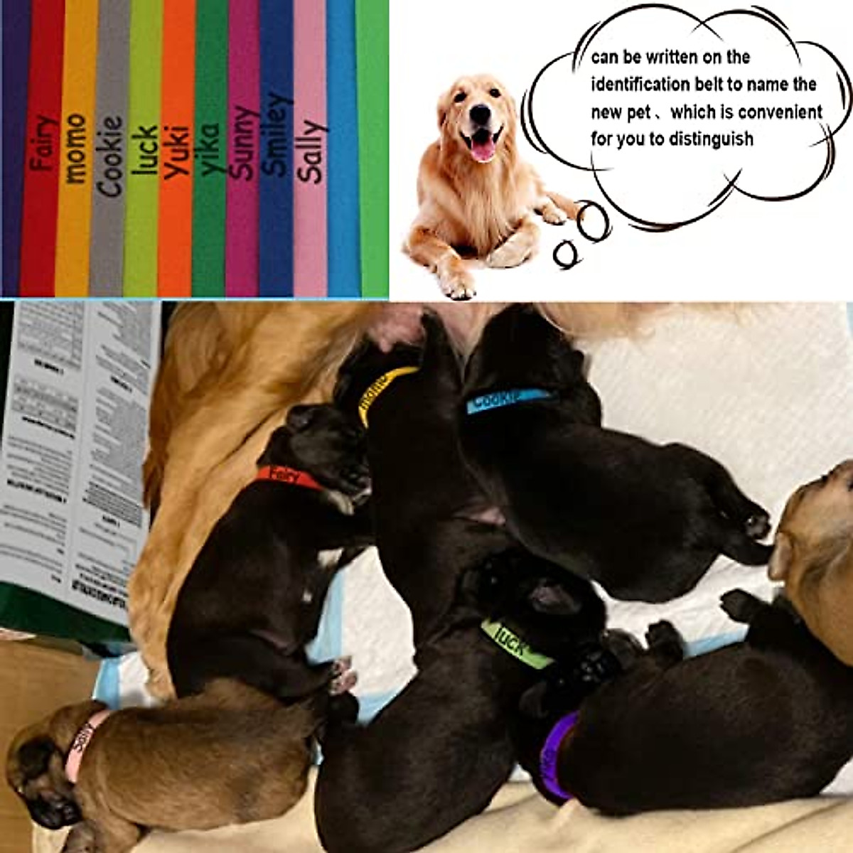 15 Pcs Puppy Whelping Collars Newborn Pet Collars Double-Sided Soft Adjustable ID Bands Puppy Id Collars for Newborn Pet Dog Cat 15 Colors