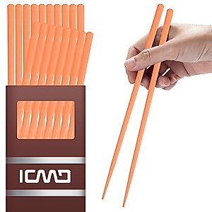 10 Pairs Chopsticks-Reusable Chopsticks Dishwasher Safe, 9.63 inch/24.5cm Fiberglass Matte Non-Slip Family/ Hotel/ Restaurant Chop Sticks, Chinese/Japanese Chop Sticks, Orange