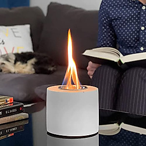 Tabletop Fire Pit Bowl - Table Top Portable Rubbing Alcohol Fireplace Indoor Outdoor Decor Long Time Burning Smokeless Odorless Two Stainless Steel Burners & Stylish Extinguisher Included, 6X12