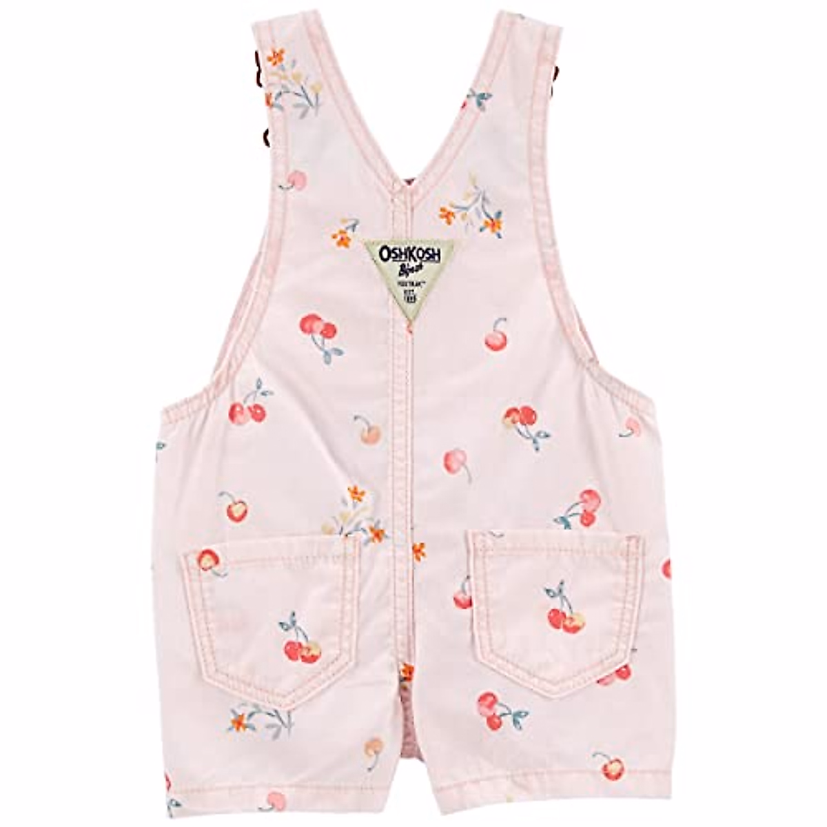 OshKosh B'Gosh Girls' World's Best Overalls, Pink Cherry Shortall, 18M
