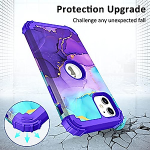 ZHOGTNEG for iPhone 11 6.1 inch case with 2pcs Tempered Screen Protector+1Pcs Len Camara Protector, Heavy Duty Shockproof Full-Body Protective Sturdy Hybrid Marble Case for Women,Girls,Kids