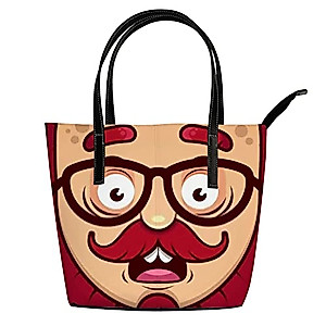 Fashionable women's handbag tote bag, Funny Cartoon Faceprinted shoulder bag is light and durable