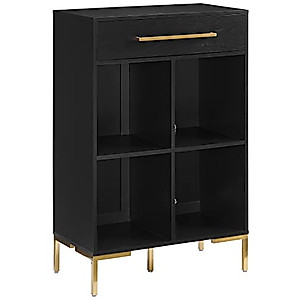 Crosley Furniture Juno Record Storage Cube Bookcase, Black