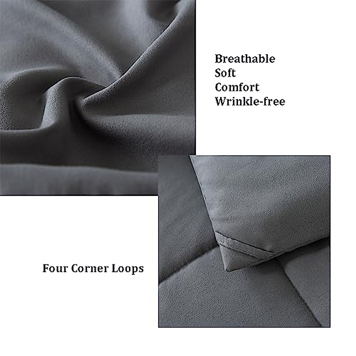 King Size Comforter Set Grey, All Seasons Bedding Comforters & Sets with 2 pillow Cases, 3 pieces Lightweight Summer Duvet Insert, Down Alternative Bed Comforter Set and Noiseless 102x90 inches