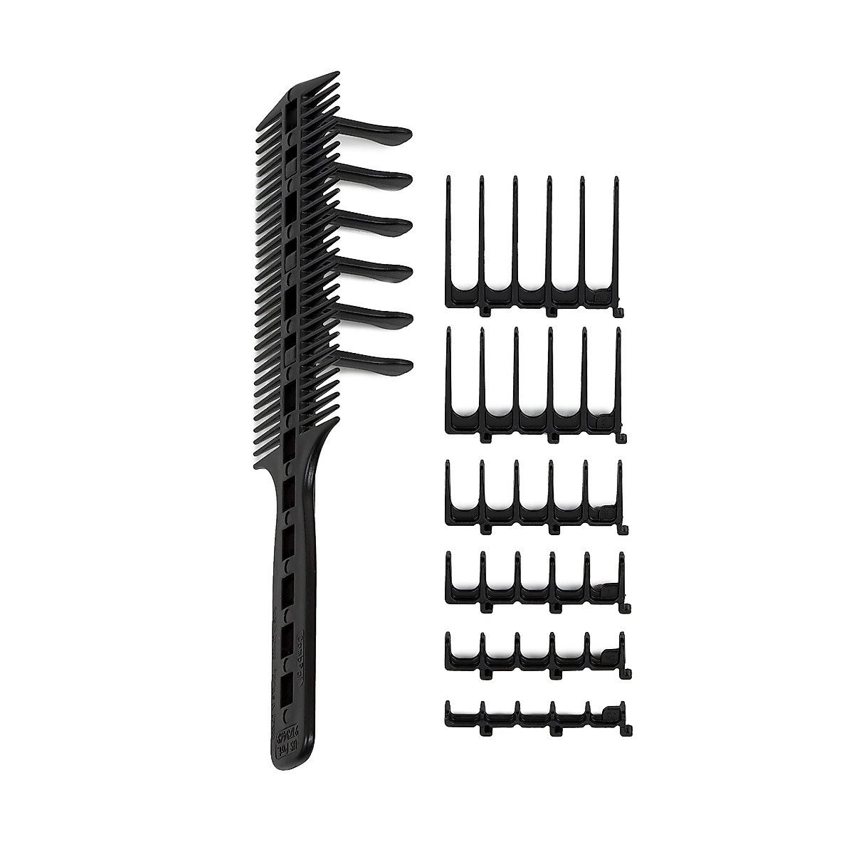 CombPal Scissor Clipper Over Comb Hair Cutting Tool - Barber DIY Home Hair Trimming Guide Comb Set (Classic Set, Black)