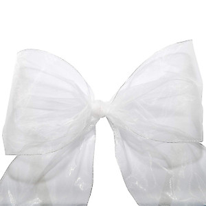 Morex Ribbon Wired 4-Inch Chiffon Ribbon with 10-Yard Spool, White