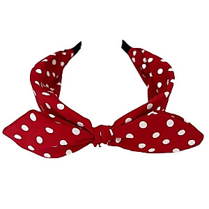 Deghew Red Polka Dot Bow headbands cute headbands hair accessories for women and girls (Wave Dot Red, one size)