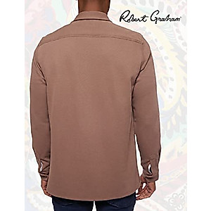 Robert Graham Men's Tomaz Long-Sleeve Button-Up Overshirt, Sand, Large