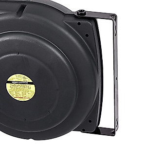 AmazonCommercial Extension Cord Reel Retractable Heavy Duty 12AWG x 80' Glow Strip Cable and LED Light-Up Triple Tap Connector