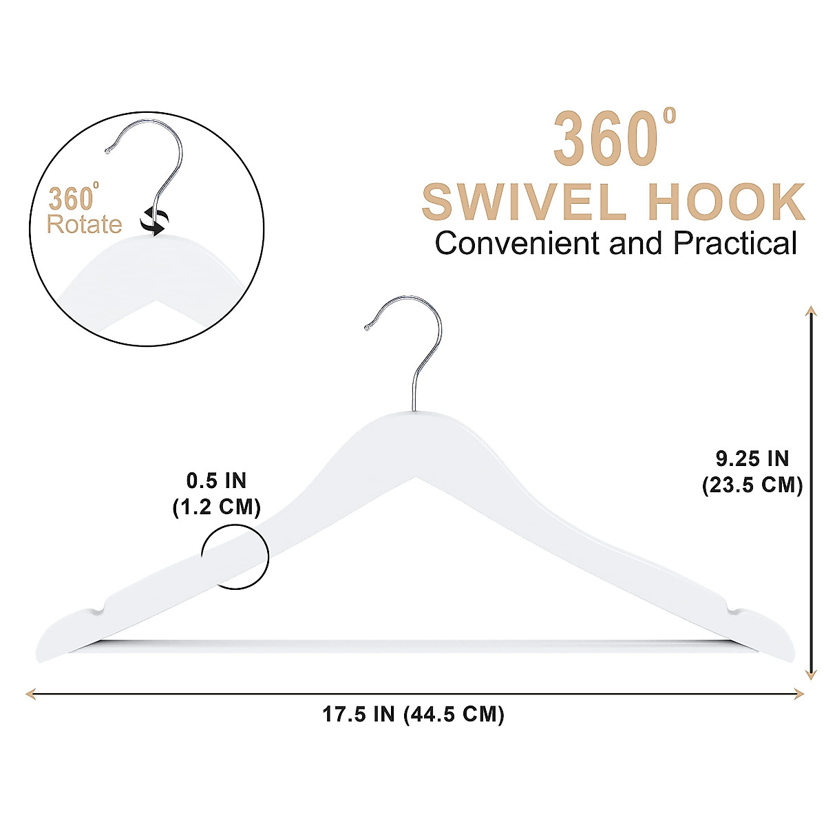 Utopia Home Premium Wooden Hangers 20 Pack - Durable & Slim Coat Hanger - Suit Hanger with 360-Degree Rotatable Hook - Wood Hangers with Shoulder Grooves (White Color)