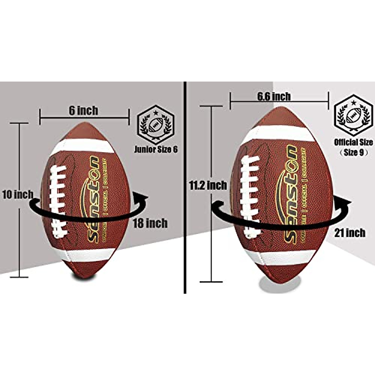 Senston Football Official Size 9/ Premium Composite Leather High School Size Football with Pump