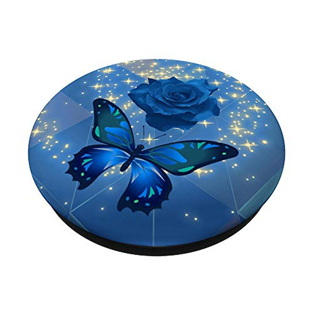 Rose Butterfly Flower Cell Phone Button Pop Up Holder Blue PopSockets Grip and Stand for Phones and Tablets
