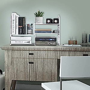 YGYQZ Small Bookshelf for Desktop Storage, Mini Cute Office Desk Shelves White Versatility Organizers for Women, Kids