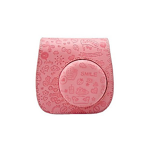 Cartoon PU Leather Shoulder Case with Free Shoulder Strap for Fujifilm Instax Mini 8 - Pink
