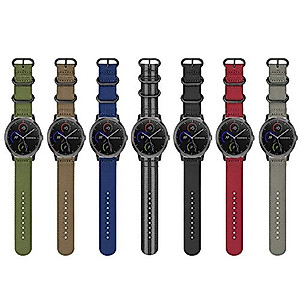 Fintie Band Compatible with Garmin Vivoactive 3/Garmin Venu Sq/Venu 2 Plus, 20mm Soft Nylon Replacement Strap Band Compatible Samsung Galaxy 42mm/Galaxy Watch 3 41mm/Galaxy Watch Active 2 40mm/44mm, Olive