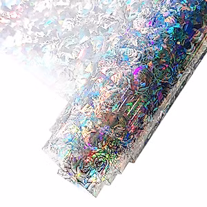 HYANG Transparent Rose PVC Super Clear Holographic Vinyl Faux Leather Sheets 1 Roll 12" x 53" (30cm x 135cm) for DIY Bows Earrings Bags DIY Crafts Making