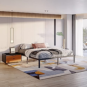 XMhongsong 14 Inch Queen Size Bed Frame No Box Spring Needed, Heavy Duty Metal Platform Bed Frame, Easy Assembly, Noise Free, Black