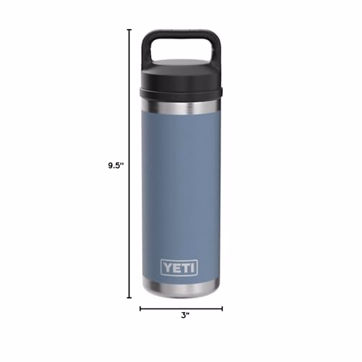 YETI Rambler 18 oz Bottle, Vacuum Insulated, Stainless Steel with Chug Cap, Nordic Blue