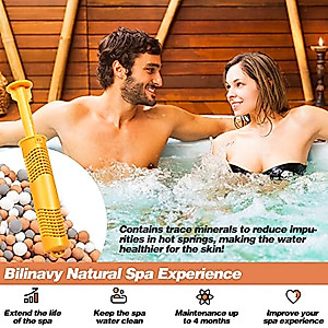 Bilinavy Spa Ag+ Mineral Sticks for Hot Tub, Silver Ion Mineral Cartridge Last for 4 Months Treats (2, Yellow)