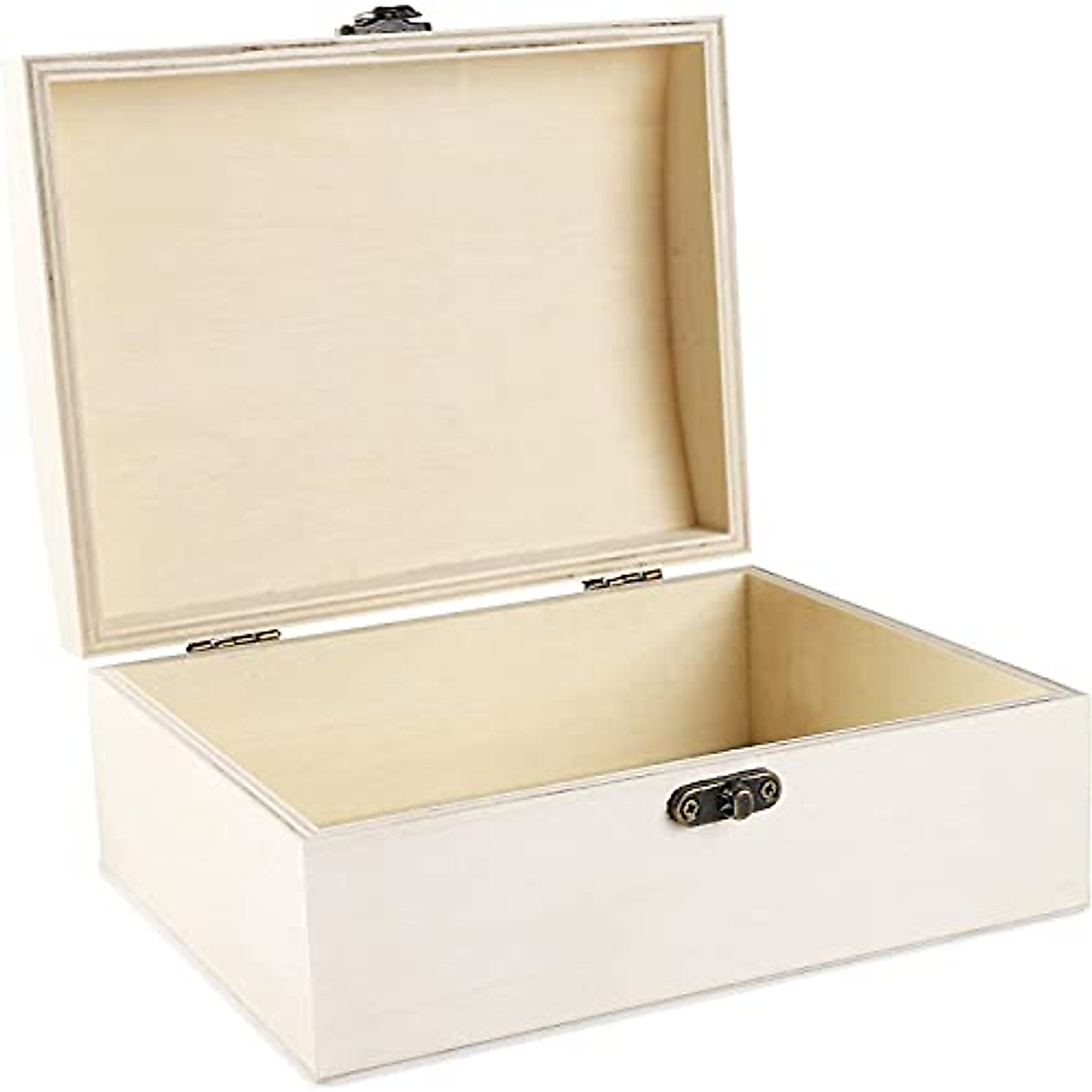 Unfinished Wood Box with Hinged Locking Lid, Wooden Jewelry Box (3 Pack)
