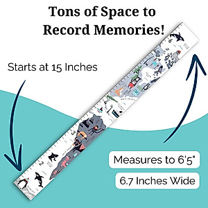 Headwaters Studio Height Chart for Kids Wood - Growth Chart for Wall Kids Growth Chart for Kids Size Chart Height Tracker Height Ruler Kids Height Chart for Wall, Wanderlust with Animals - 63" x 6.7"
