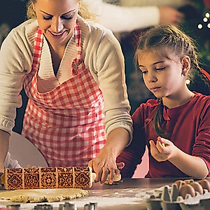 Rolling Pins for Baking, Christmas Wooden Rolling Pin, Deep Engraved Embossing Rolling Pin Kitchen Decor Tools for Baking Embossed Cookies