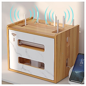 CHSSHCRZH Wall Mount WiFi Router Storage Box Router Shelf,PVC Cable Modem Management Box,Hider Cord Management Container Desk Bedroom Decorative,B,M