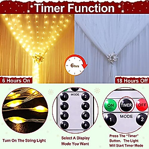 300 Led Curtain String Lights, 10x10 Ft Remote Control Curtain Lights USB Plug in Waterproof Window Wall Hanging Curtain Fairy Light for Bedroom Wedding Party Decor Home Indoor Outdoor Decorations