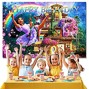 Birthday Party Supplies for Encanto Isabella, Happy Birthday Banner Backdrop Decorations for Girls Kids 5 x 3FT Background Party Decor