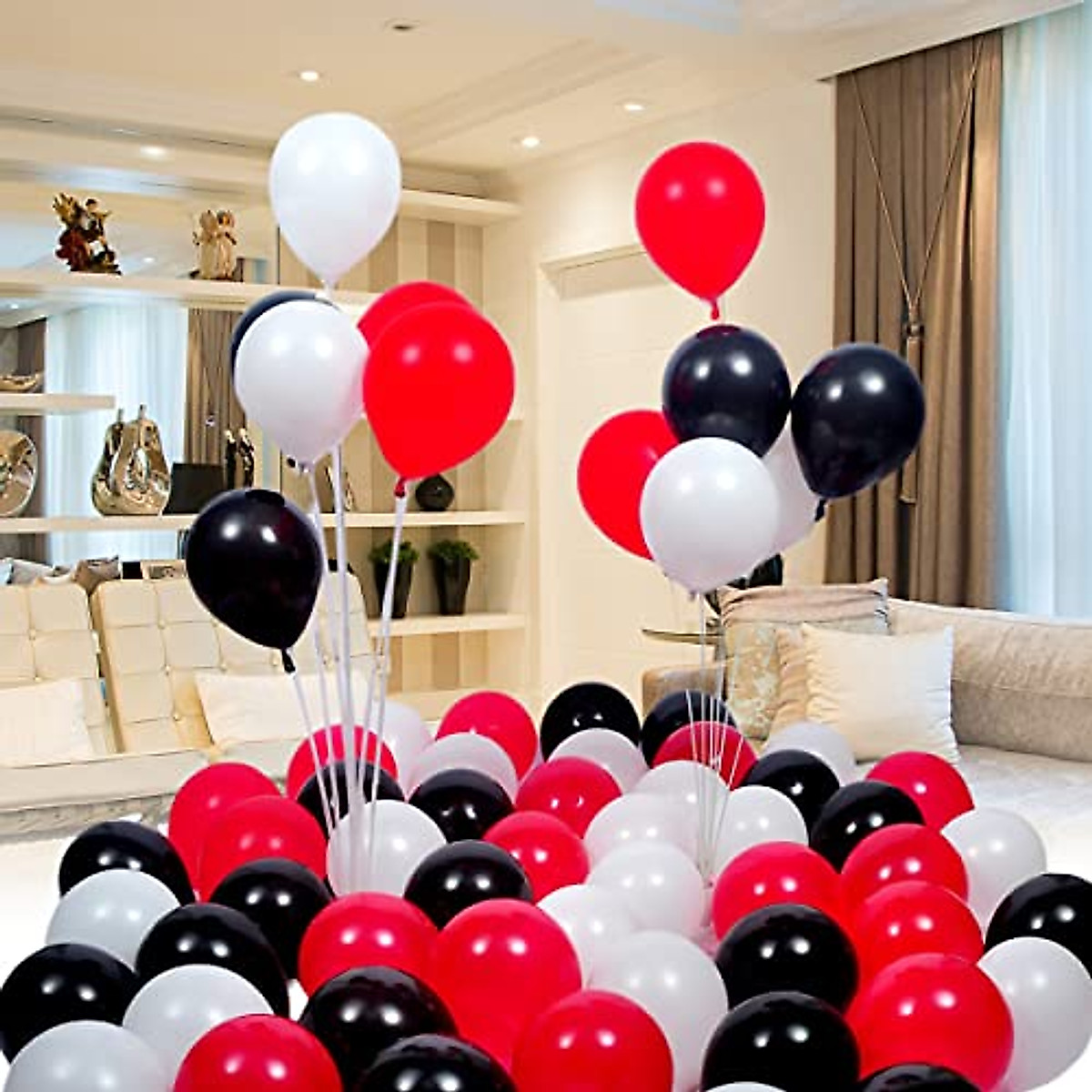 300 Pack Mini Red Black White Balloons for Parties