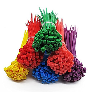 Superun Small Colored Zip Ties 4 Inch Kit - 480 Packs Cable Ties Multicolor Mix Packed Wire Ties Assortment Red, Yellow, Blue, Green, Pink, Purple