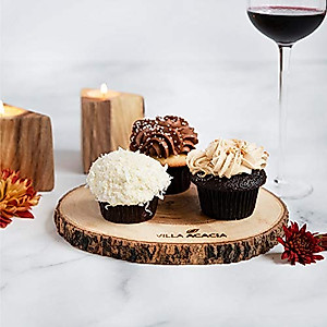 Thirteen Chefs Villa Acacia Live Edge Wood Serving Platter Natural Acacia Wood and Organic Raw Bark Edge Medium