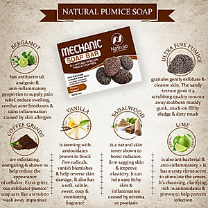 Men’s Natural Mechanic Soap for Hands & Body, 4oz Scented Pumice Soap Bar for Him – Extra Gritty Tough on Gunk & Greasy Grime – Quality Soap Handcrafted in the USA