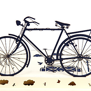 ENJOYPRO 3D Bicycle Pop Up Birthday Card, Father's Day Card, Laser Cut, Eco-Friendly, Blank Writing Space