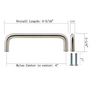 Silverline Satin Nickel Cabinet Hardware Drawer Handle Pull - 4'' Hole Centers, 25 Pack