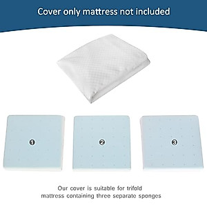 Moonsea Waterproof Replacement Cover for 39 x 75 x 4 Inch Tri-fold Mattress (Only Cover and Not Work for One Piece Insert), Viscose Made from Bamboo Tri-fold Mattress Protector
