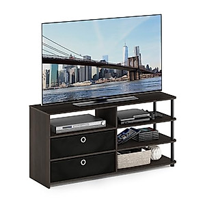 Furinno JAYA Simple Design TV Stand for up to 55-Inch with Bins, Walnut