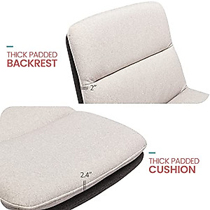 Brage Living Fabric Adjustable Bar Stool, Swivel Counter Height Barstool with Back, Armless Kitchen Bar Chair for Dining Cafe with Large Black Base (Greige)