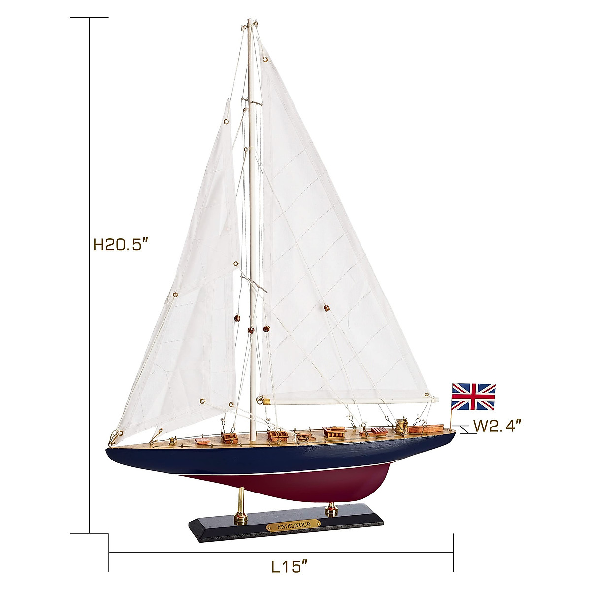 SAILINGSTORY Wooden Sailboat Model Ship Sailboat Decor Yacht Endeavour 1/100 Scale 1934 America's Cup Replica