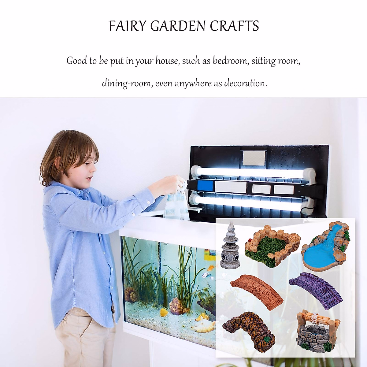 Cabilock 8pcs Micro Landscape Bridge Pond Fairy Garden Decor Scenery Adornment Resin Art Crafts Fairy Garden Accessories Fairy Garden Crafts Resin Ornaments Miniature Landscape Ornament