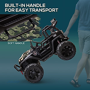 Aosom Ride On Truck for Toddlers 3-8 with Bluetooth, 12V Battery-Powered Electric Car for Kids with Wide Seat, Remote Control, Music, Camo