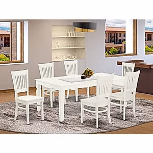 East West Furniture LGVA7-LWH-W Dining Set